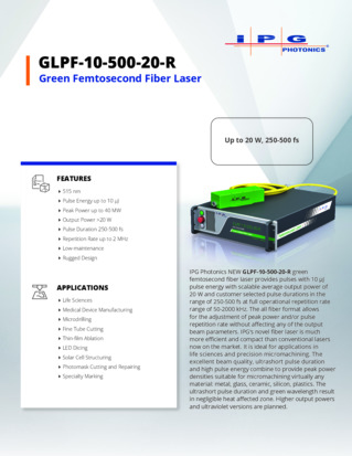 IPG Laser Systems Datenblätter | Technische Daten herunterladen